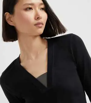 Brunello Cucinelli Stretch-cotton Monili-detail T-shirt - Black