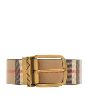 Burberry Leather Check Reversible Belt - Black