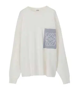 Loewe Cotton-Blend Anagram Sweater Beige
