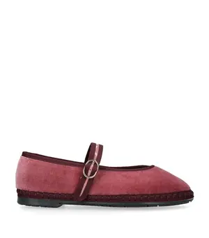 Velvet Mary Jane Flats