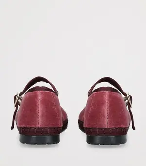 FLABELUS Velvet Mary Janes - Burgundy