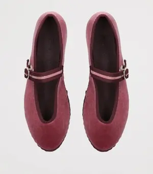 FLABELUS Velvet Mary Janes - Burgundy