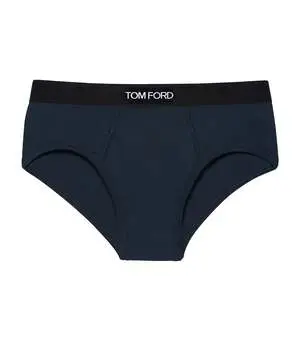 TOM FORD Stretch-cotton Logo Briefs - Navy