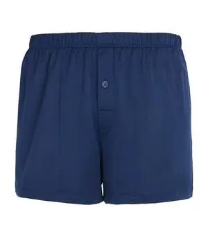 Hanro Cotton Sporty Boxer Shorts - Navy