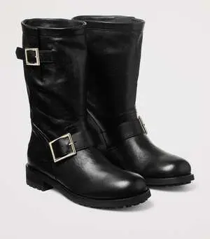 JIMMY CHOO Biker Mid Leather Boots