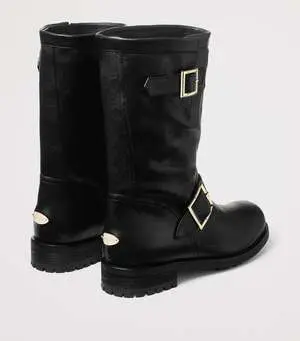JIMMY CHOO Biker Mid Leather Boots