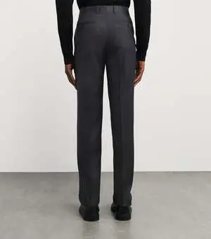 Canali Wool Straight Leg Trousers - Grey