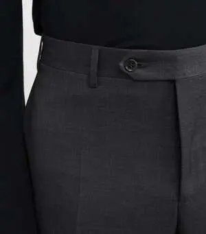 Canali Wool Straight Leg Trousers - Grey