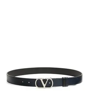 Valentino Garavani Leather Reversible Vlogo Signature Belt - Black