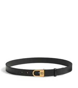 Valentino Garavani Leather Vlogo Signature Belt - Black