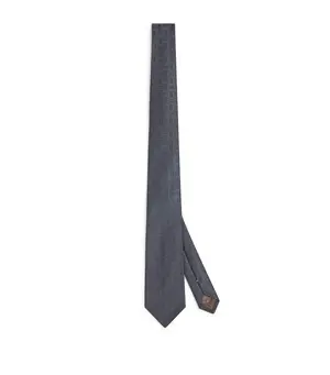 Canali Silk Jacquard Neck Tie - Navy