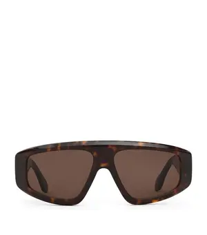 Alaïa Acetate Aviator Mask Sunglasses - Brown