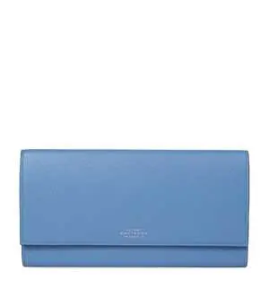 Smythson Leather Marshall Travel Wallet - Blue