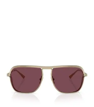 FERRARI Logo-detail Aviator Sunglasses - Gold