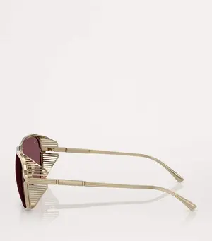 FERRARI Logo-detail Aviator Sunglasses - Gold