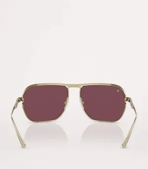 FERRARI Logo-detail Aviator Sunglasses - Gold