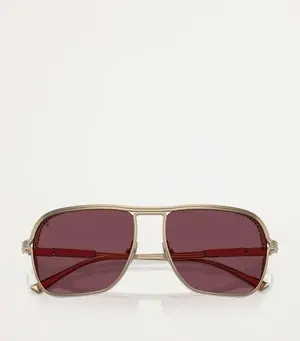 FERRARI Logo-detail Aviator Sunglasses - Gold