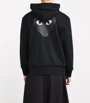 Play Comme Des Garcon Zip-up Heart Hoodie - Black