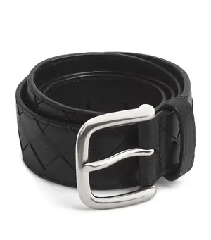 BOTTEGA VENETA Grained Leather Intrecciato Belt