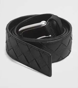 Bottega Veneta Grained Leather Intrecciato Belt