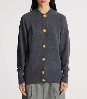 Balmain Cashmere-virgin Wool Cardigan - Grey