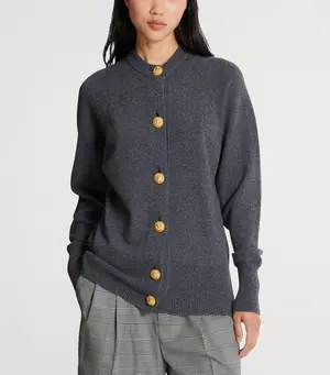 Balmain Cashmere-virgin Wool Cardigan - Grey