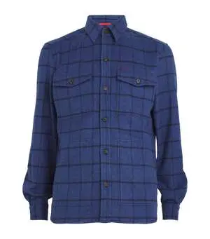 Isaia Wool-cashmere Overshirt - Blue