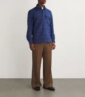 Isaia Wool-cashmere Overshirt - Blue