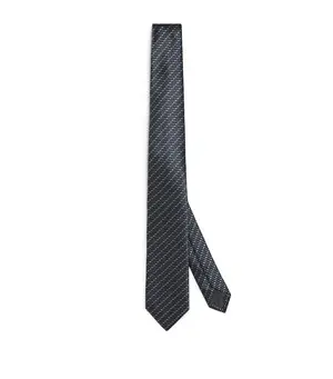 Giorgio Armani Silk Herringbone Tie - Blue
