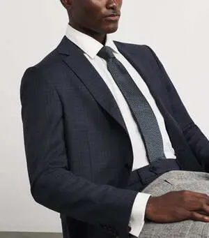 Giorgio Armani Silk Herringbone Tie - Blue