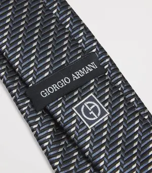 Giorgio Armani Silk Herringbone Tie - Blue