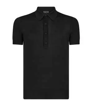 TOM FORD Silk-blend Polo Shirt - Black