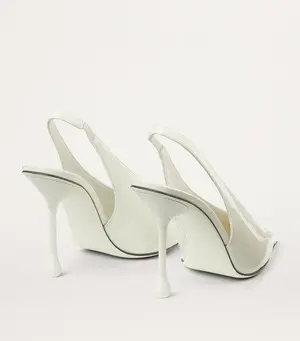 JIMMY CHOO Isa 95 Leather Slingback Pumps - White