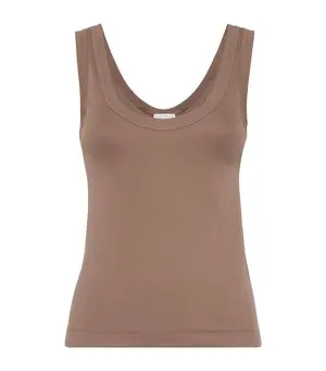 Brunello Cucinelli Stretch-cotton Ribbed Tank Top - Brown