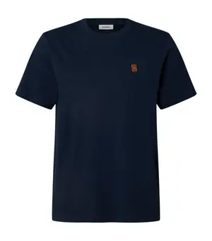 Sandro Cotton Logo-patch T-shirt - Blue