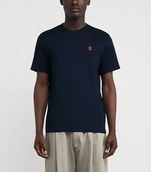 Sandro Cotton Logo-patch T-shirt - Blue