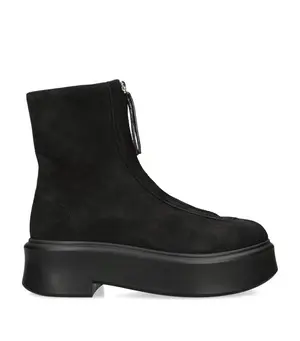 THE ROW Zipped Suede Ankle Boots - Black