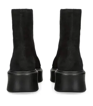 THE ROW Zipped Suede Ankle Boots - Black