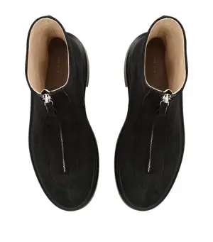 THE ROW Zipped Suede Ankle Boots - Black