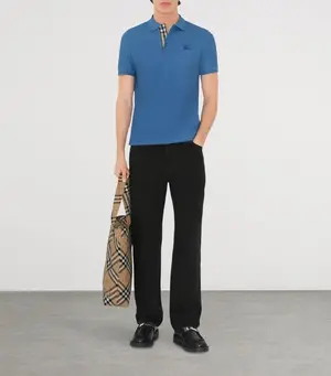 Burberry Piqué Cotton Polo Shirt - Blue