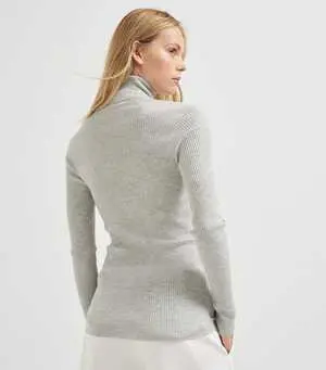 Brunello Cucinelli Cashmere-silk Blend Rollneck Sweater - Grey