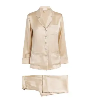 Olivia Von Halle Silk Coco Pyjama Set - Beige