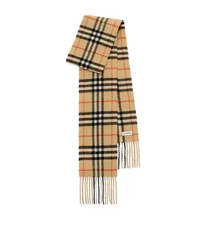 Burberry Cashmere Narrow Check Scarf - Beige