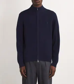 Harrods Cashmere Zip-up Sweater - Navy