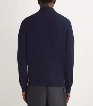 Harrods Cashmere Zip-up Sweater - Navy