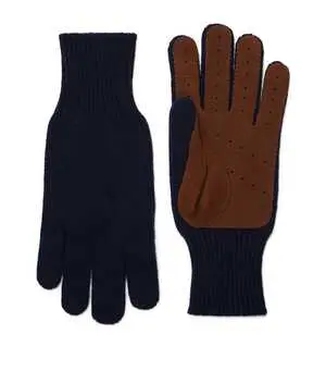 Brunello Cucinelli Cashmere-suede Gloves - Blue
