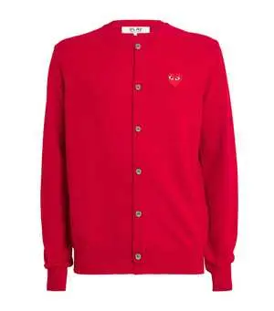Play Comme Des Garcon Wool Heart Cardigan - Red