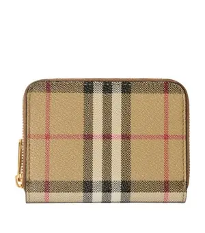 Burberry Check Zip Card Holder - Brown