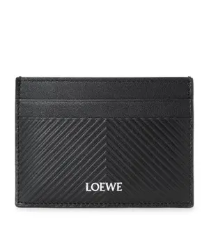 Loewe Leather Chevron Card Holder - Black