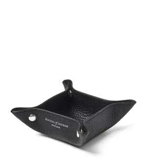 ASPINAL OF LONDON Mini Grained Leather Tidy Tray - Black